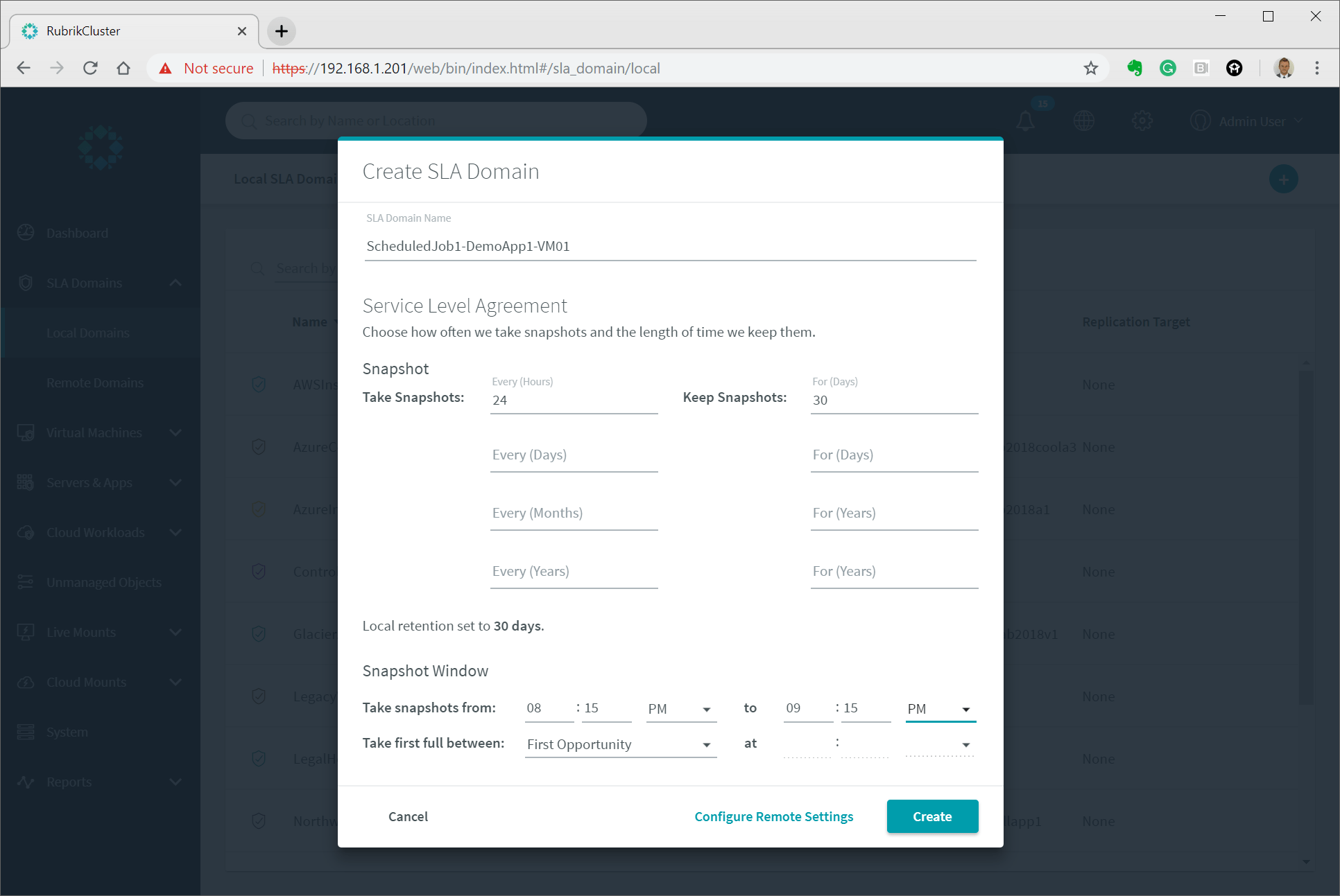 Scheduling Rubrik Backups – Virtually Sober