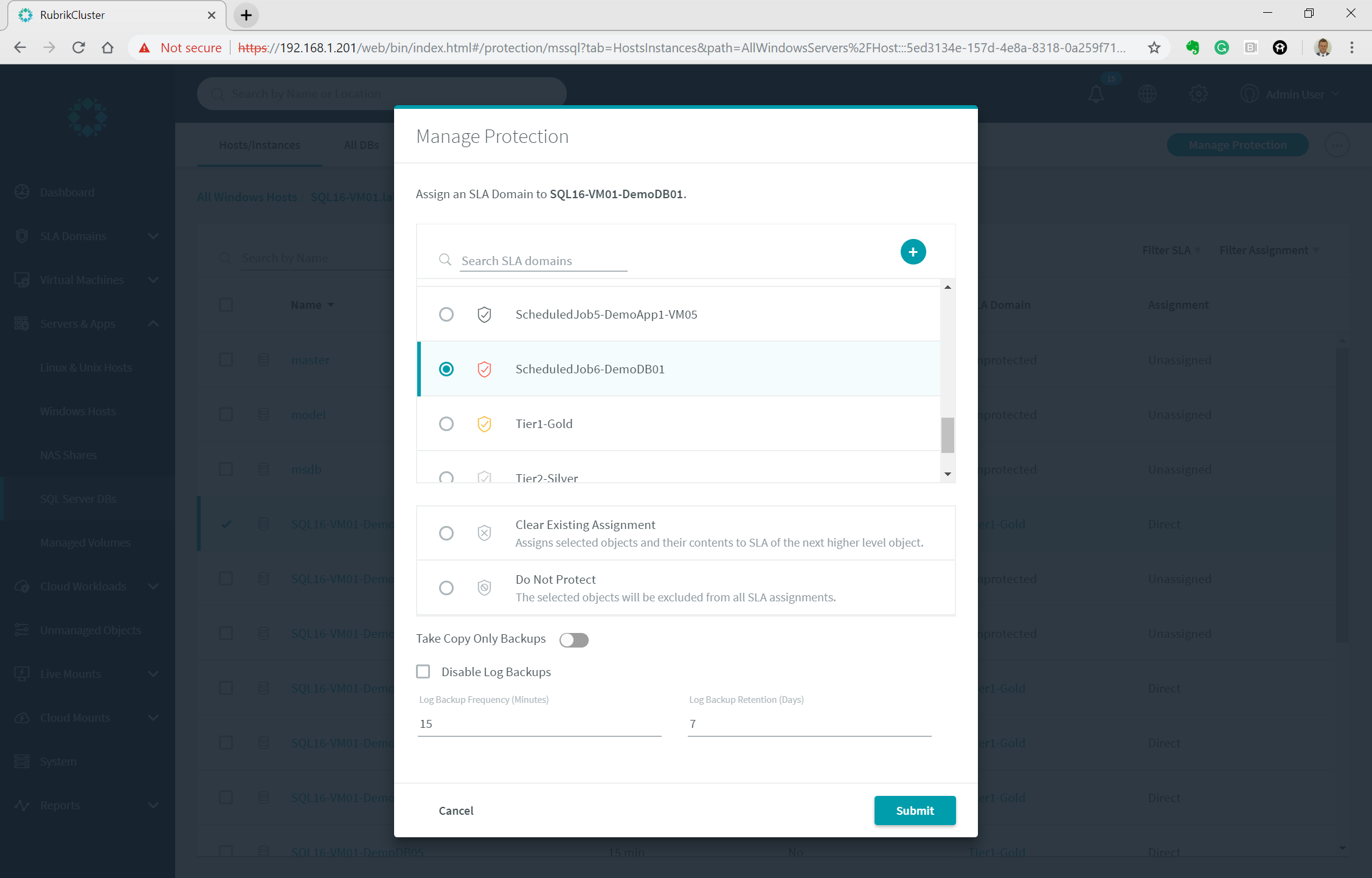 Scheduling Rubrik Backups – Virtually Sober